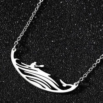 Sport Kayaking Pendant Neckalce Engraved Stainless Steel Jew