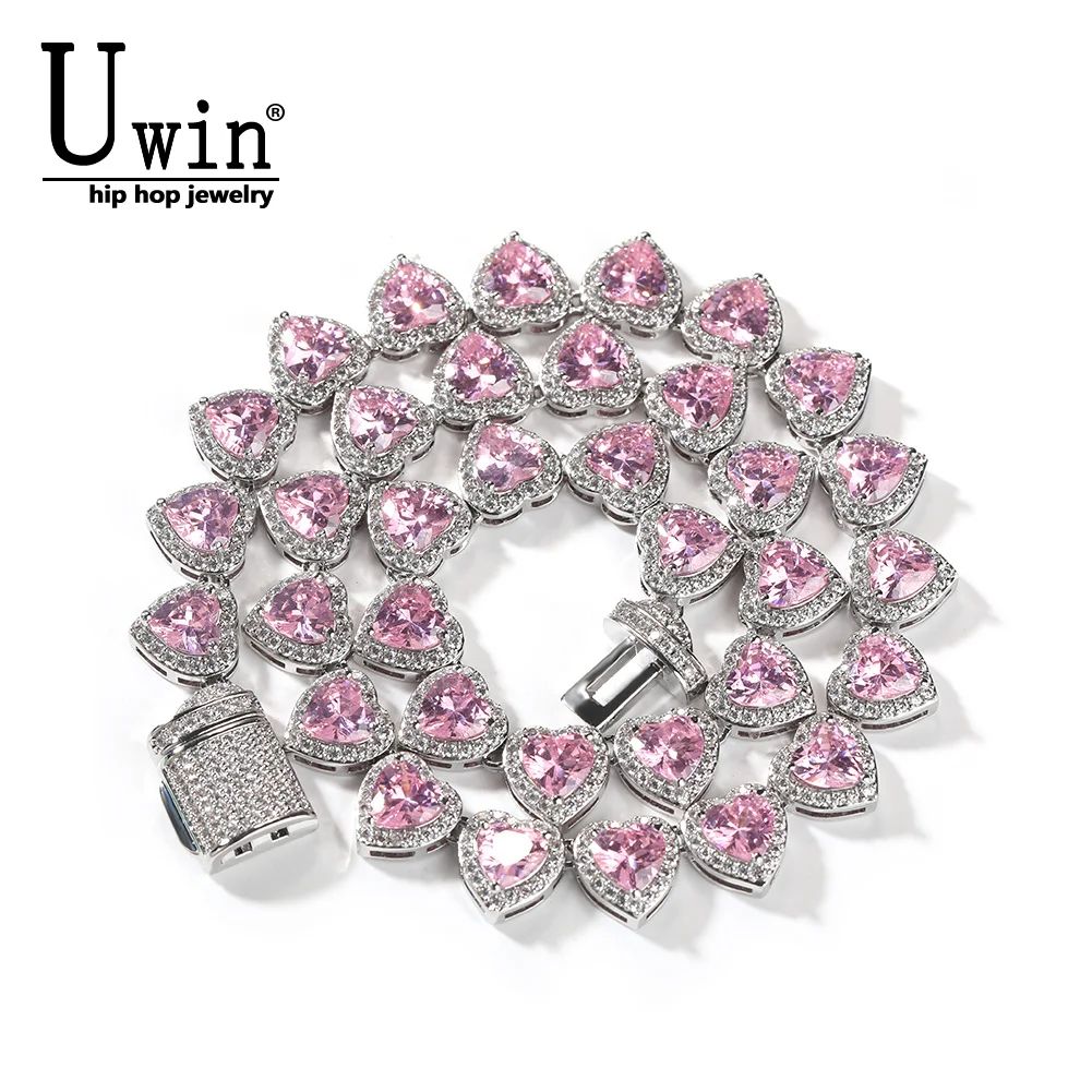 10mm Heart Cubic Zircon Necklaces For Womans 6 Colors Iced O