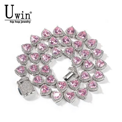 10mm Heart Cubic Zircon Necklaces For Womans 6 Colors Iced O