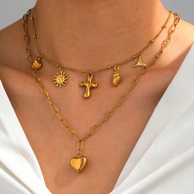 Stainless Steel Necklaces Stereoscopic Heart Crucifixion Pen