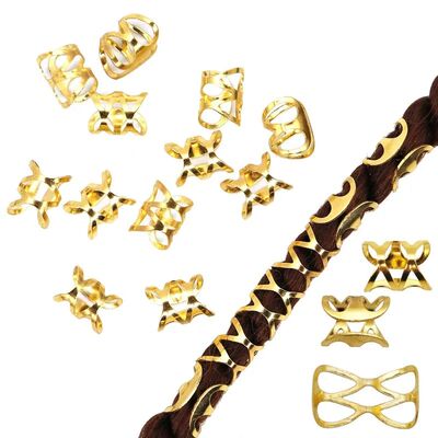 50pcs Gold/Silver Plated Adjustable Hair Braids Dread Dreadl