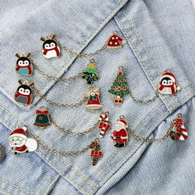 Cartoon Christmas Series Enamel Pins Cute Santa Claus Snowma