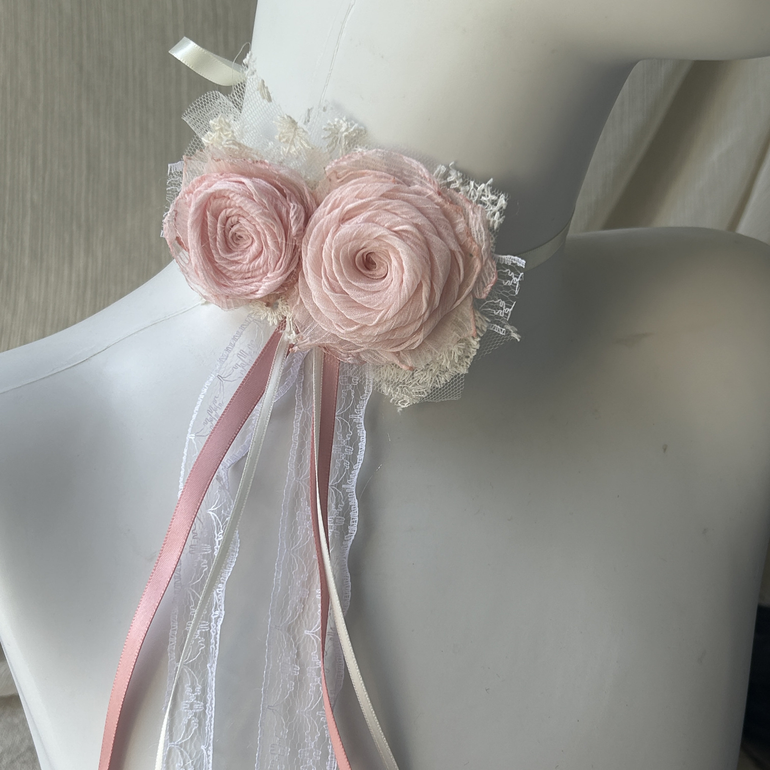 原创手作干枯玫瑰花颈花choker 复古花朵蕾丝辣妹颈带项链洛丽塔