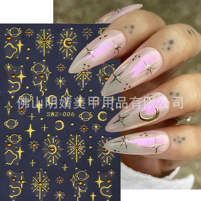 Bronzing Point Drill Nail Sticker With Drill Simple Bohemian