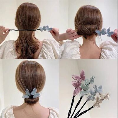 Korean Fashion New Hairpin Bun butterfly braided hair style