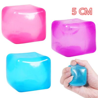 Ice Cube Shaped Fidget Toy Square Stress Relief Ball Squishy