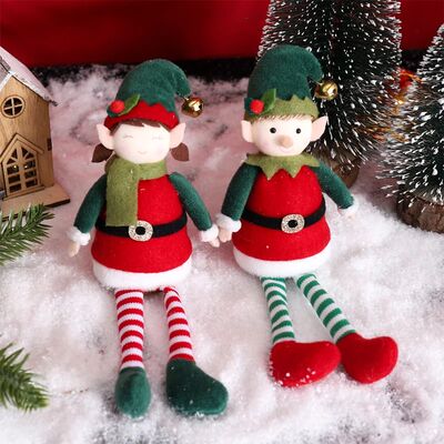 New Christmas Elves Stuffed Plush Dolls Hanging Ornaments Xm