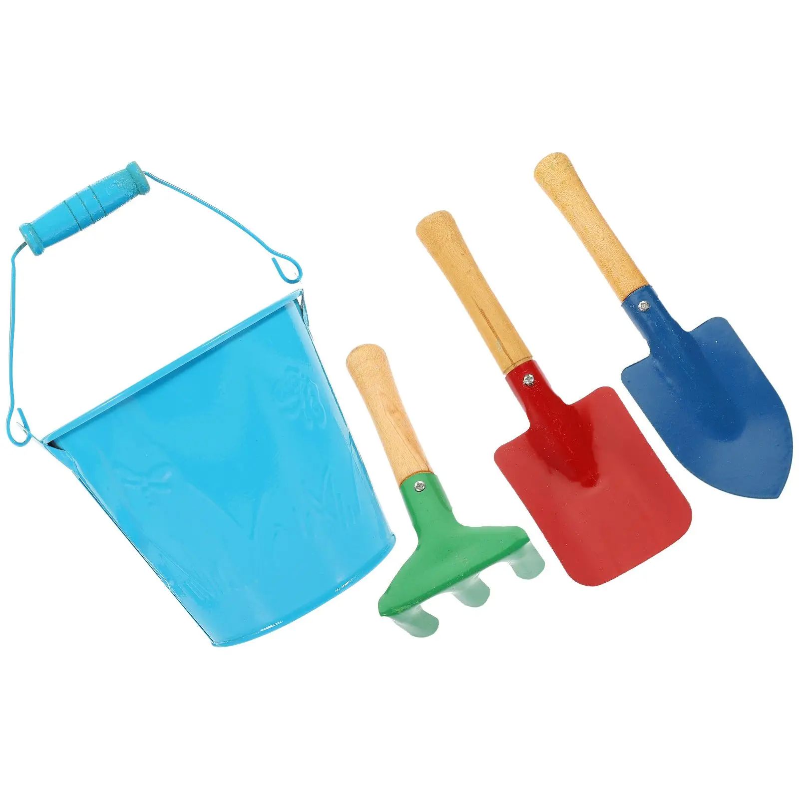 Children Beach Shovel Set Sand Toys Garden Wooden Iron Mater