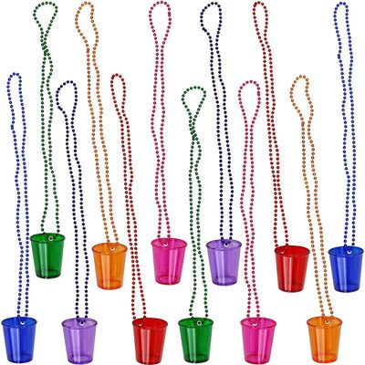 12pcs Shot Glasses on Beaded Necklace Plastic Shot Cup Neckl
