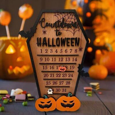 Halloween Advent Calendar Wooden Countdown Christmas Decor H