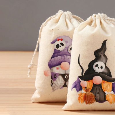 6pcs Halloween Candy Bag Burlap Drawstring Gift Packing Bags