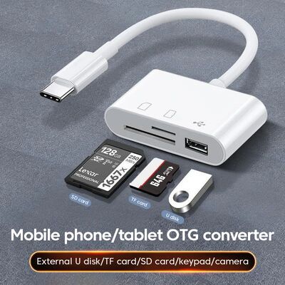 3In1 Type C Adapter TF SD Memory Card Reader OTG USB C USB2.