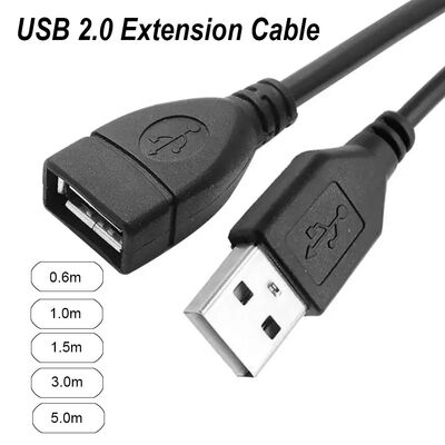 USB 2.0 A Male to A Female Data Sync Black Charger Extension Cable Cord USB Cable forPc Laptop Keybo