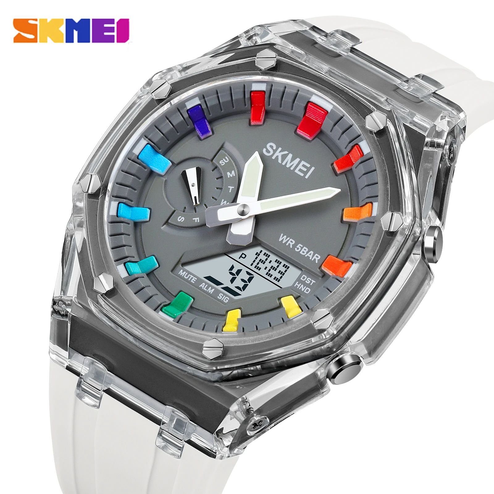 2100 Outdoor Men Digital Watch Colourful LED Display Watches