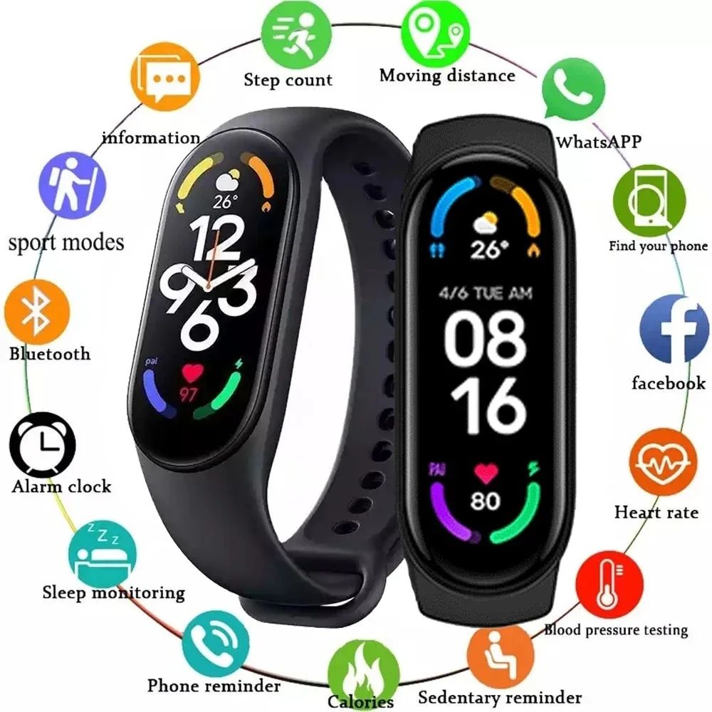 M7 Smart Watch Men Women Smartband Heart Rate Smartwatch Fit