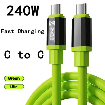 PD240W Quick Charging Cable Digital Display Cable For iPhone 15 16 iPad Laptop Silicone USB C Data C