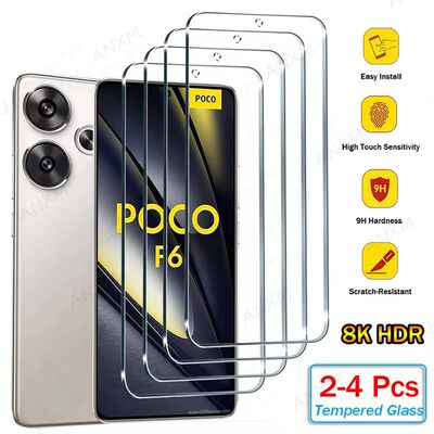 2-4Pcs Tempered Glass For Poco F6 Pro F5 F4 GT F3 X6 Pro X5 X4 GT X3 NFC M6 C65 Screen Protector Cov