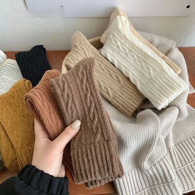 New Cashmere Wool Socks Women's Winter Thicken Warm Black Wh