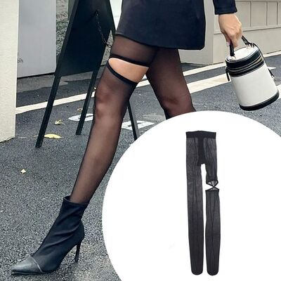Personality High Pantyhose Asymmetry Hollow Out Hottie Sexy