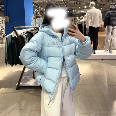 反季清仓/ADIDAS阿迪达斯女子PUFF DOWN休闲运动连帽羽绒服JV6190