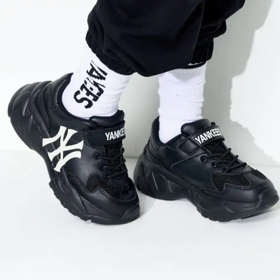 MLB儿童男女NY复古字母学院风魔术贴运动休闲鞋7ASHC312N50BKS