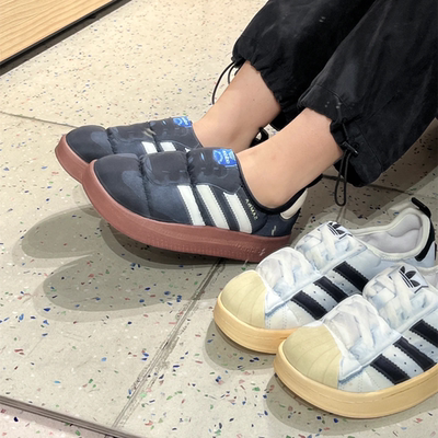 阿迪达斯三叶草Puffylette男女一脚蹬运动休闲保暖棉鞋 HP6700