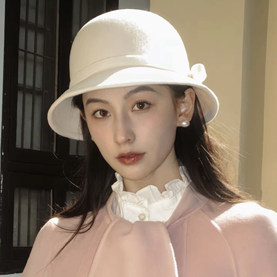 法式留洋名媛赫本风千金大小姐渔夫帽小香风女蝴蝶结礼帽秋冬气质