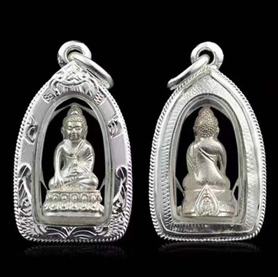 泰国药师吊坠 龙婆卡贤2533年药师纯银 男女项链吊坠