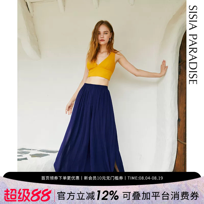 sisia2023新款沙滩裤女夏海边温泉可下水宽松比基尼泳衣外搭长裤
