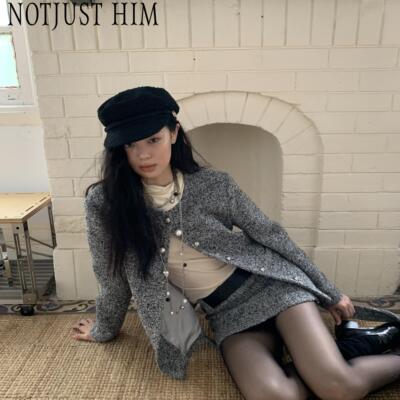 花筏NOTJUSTHIM《QueenS》羊毛黑白呢通勤时髦西服套装