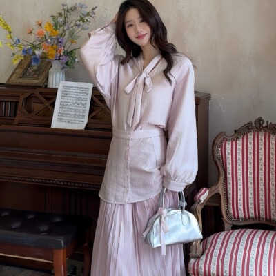 2025新款缎面衬衫半身裙套装女