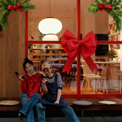 商铺橱窗圣诞节大蝴蝶结挂件装饰