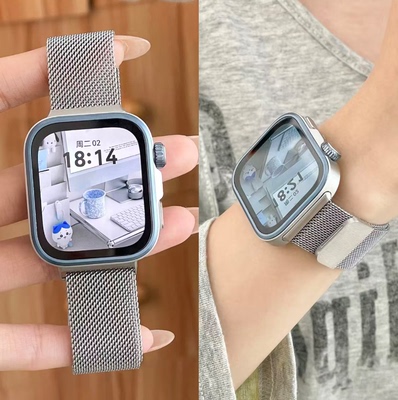 适用于华为手表fit3表带watch4Pro米兰尼斯金属磁吸网带2/4男女士不锈钢编织腕带TIA-B29标准版手表链SLO-B19