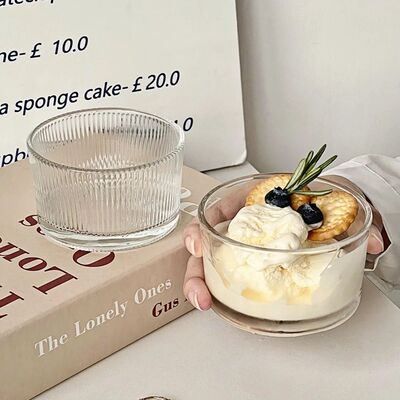 Ins Style Glass Cup - High-Quality Ice Cream, Yogurt, Desser