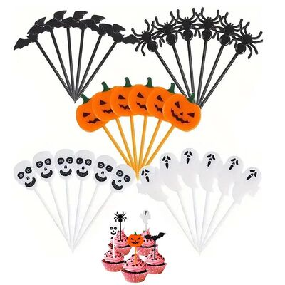 Halloween Toothpicks Mix Set Pumpkin Ghost Bat Fruit Fork De