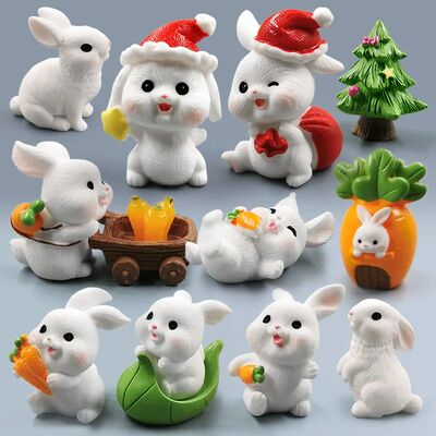 2025 Christmas Easter Rabbit Figurine DIY Landscape Home Kaw
