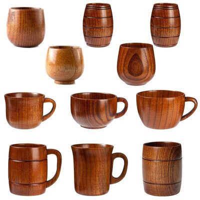 Wooden Cups Handmade Jujube Wood Handle Cups Handle Beer Cof