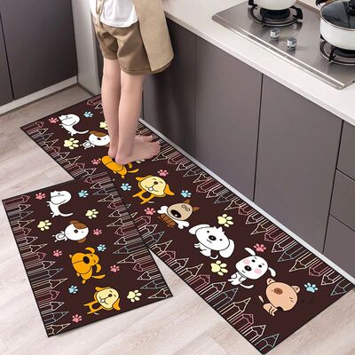 Kitchen Mat Cartoon Animals Long Strip Non-Slip Entrance Doo
