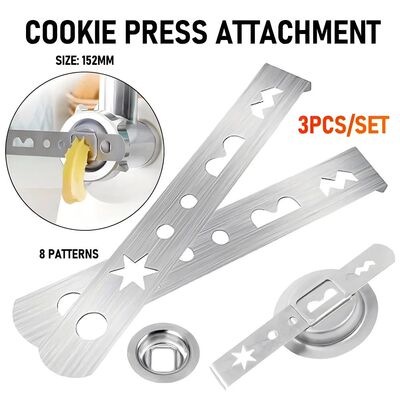 3Pcs Pastry Attachment 8 Patterns Biscuit Attachment Stainle