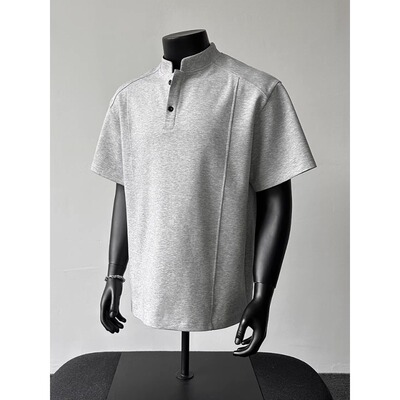 商务上班工作服polo衫短袖男士T恤夏季大码修身高级感纽扣打底衫