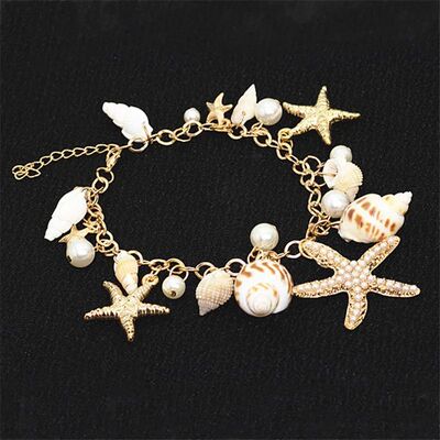 Bohemian Natural Shell Conch Imitation Pearl Starfish Pendan