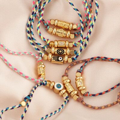 Nature Cotton Cord Knotting Evil Eye Bracelet,Evil Eye Cross