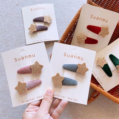 Korea Cute Star Hair Clip For Kids Velvet Hairclip Girls Sna