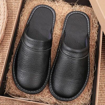 Home Leather Slippers Men and Women Spring  New Non-slip Wat