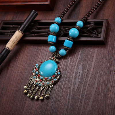 毛衣链项链云南藏族挂饰毛衣链