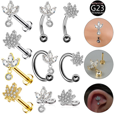 Internal Thread Lip Nail Earring Eyebrow Nail Horseshoe Ring