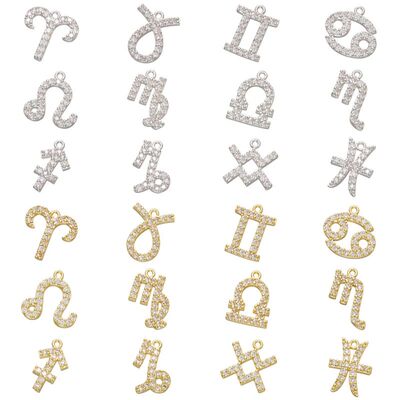 Mini 12 Constellations Taurus Leo Brass Crystal Pendant For