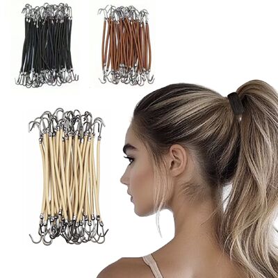 30/15PC Ponytail Rubber Elastic Hook Hair Bands For Women Gu
