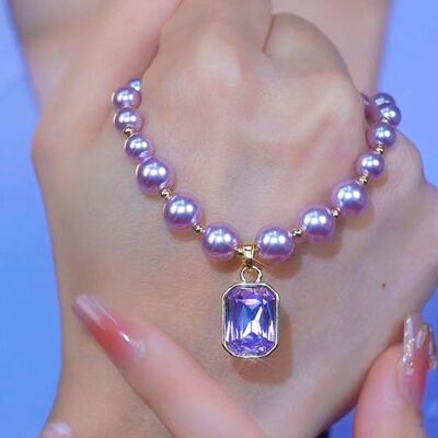 Pearl Square Crystal Pendant Necklace Women Design High-grad