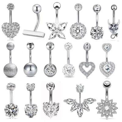 Fashion Crystal Heart Belly Piercing for Women 316L Stainles